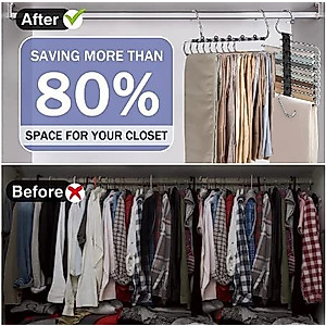 OZUAZ 2 Pack 9 Layers Pants Hangers Space Saving Trousers Hangars Space Saving Hanger Organizer Pant Hangers Multi-Functional Wardrobe Hanger Closet Pants Organizer