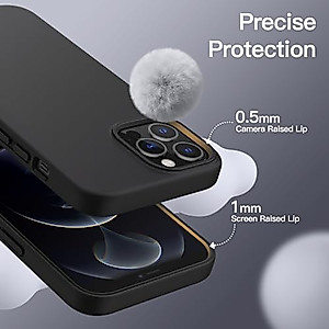 JETech Silicone Case for iPhone 12 Pro Max 6.7-Inch, Silky-Soft Touch Full-Body Protective Phone Case, Shockproof Cover with Microfiber Lining (Black)