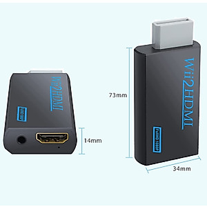 sartyee Wii Hdmi Converter Adapter, Wii 2 to Hdmi 1080P Connector Output Video 3.5mm Audio - Supports All Wii Display Modes, Black