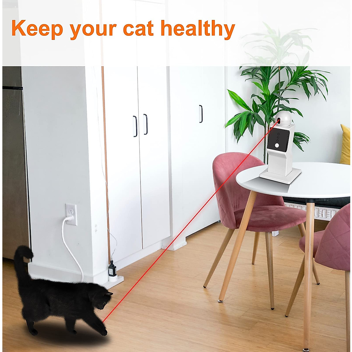 FluffyDream Automatic Light Cat Toy, Interactive Toy, Toy for Indoor Cats, Adjustable Light with Random Patterns, 360° Rotation Light, Multi-Speed, Adjustable Speed, 3.54” x 3.54” x 2.95”, White