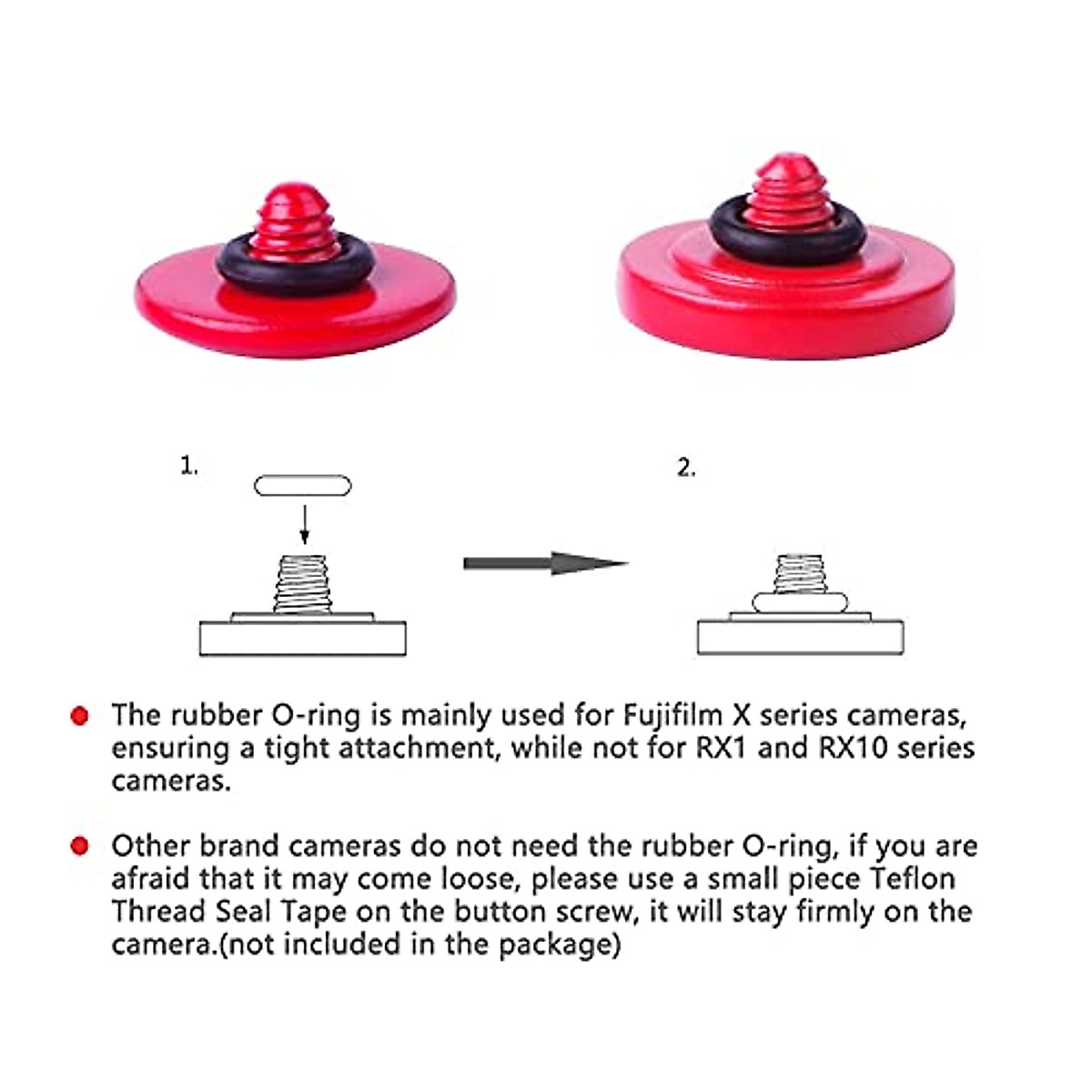 VKO Red Soft Metal Shutter Release Button Compatible with Fujifilm X-T4 X-T30 X-T3 X-T2 X100F X-T20 X-PRO2 X-PRO3 X-E3 X30 X100T X100S RX10 IV M9 M10 Camera 11mm Concave 10mm Convex Surface(2 Pack)