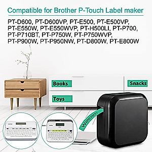 NineLeaf 6 Pack Compatible for Brother P-Touch TZe-751 TZ-751 TZe751 TZ751 Black on Green Label Tape 24mm 0.94 1'' Laminated TZe TZ Tape for Ptouch PT-530 PT-540 PT-550 PT-580C PT-7500 Label Maker