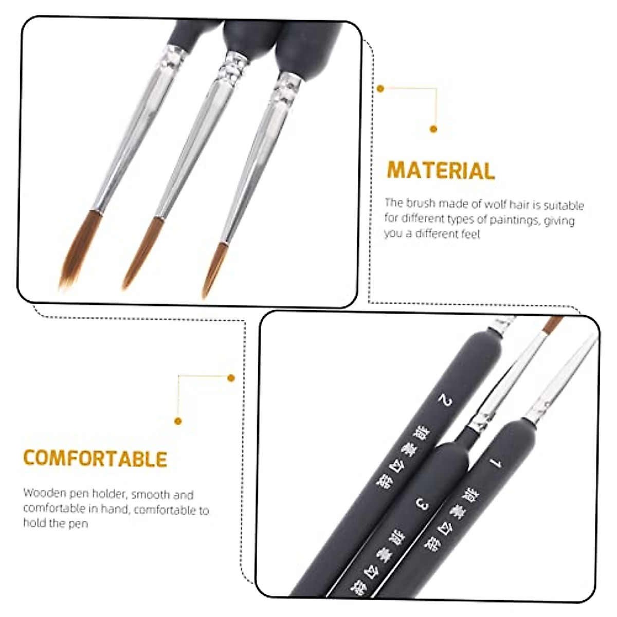 VILLCASE 3pcs Set Adult Coloring Pens Miniature Kit Spray Paint Set Miniature Painting Detail Line Brush Art Special Pen Acrylic Brush to Paint Acrylic Paint Wooden Manicure