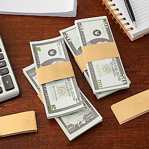 Okuna Outpost 500 Pack Kraft Paper Money Bands for Cash - Adhesive Currency Straps - Bill Wrappers - Blank Cash Straps (7.7 x 1.25 Inch)