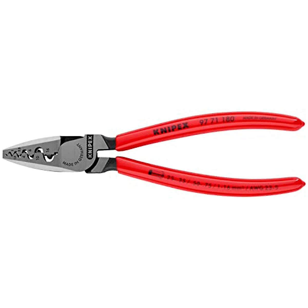 Knipex 97 71 180 Crimping Pliers for end sleeves 0,25-2,5mm with soft handle VDE-tested