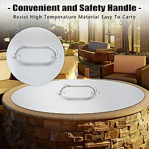 Fire Pit Lid Round 20" Fire Pit Ring Cover 1.5mm Thick Stainless Steel Fire Pit Burner Cover for Round Patio Fire Pits