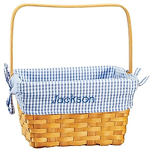 Fox Valley Traders Personalized Blue Gingham Wicker Easter Basket