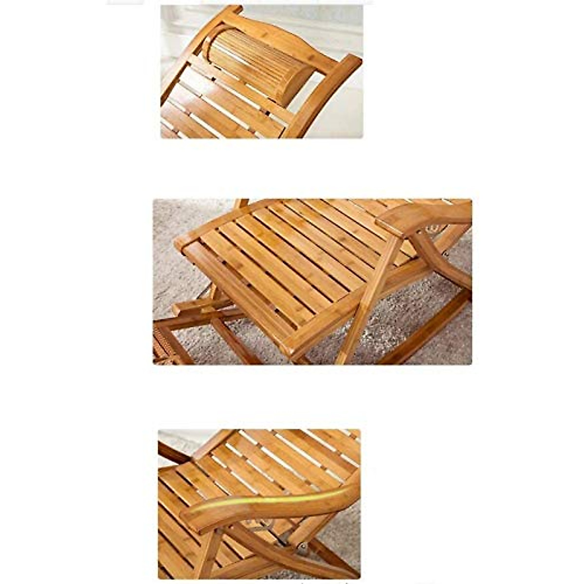 XZGDEN Lightweight Camping Chairs Garden Loungers Folding Chair Solid Wood Rocking Chair with Foot Massage and Cotton Pad, 5-Speed Adjustment, Indoor and Outdoor Use (Color : Wood Color)