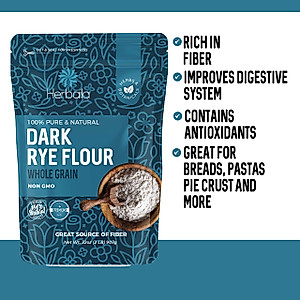 Rye Flour 2lb / 32oz, Dark Rye Flour for Bread, Pumpernickel Flour, Rye Bread Flour, Rye Flour for Baking, 100% Whole Rye Flour, Non-GMO.