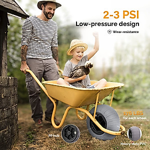 Bonnlo 16" Balloon Wheels, 2 Pack Replacement Beach Sand Tires for Axle with 0.98" Diameter, Retrofit to Beach Wagon, Fishing Cart, Rolling Walker, Wheelchair with Bearing, Free Air Hand Pump