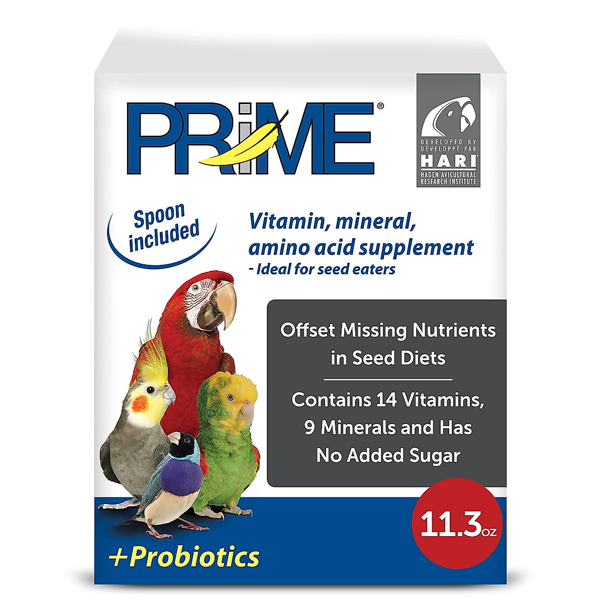 HARI Prime Parrot Vitamin, Mineral and Amino Acid Supplement for Seed Eating Birds, 11.3oz