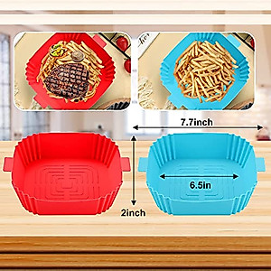 Air Fryer Silicone Liners - Square Shape Air Fryer Baskets 7.7 inches wide - Fit for all 4 to 7 qt size Air Fryers - Lightweight Heat Resistant and Easy to Clean Reusable Pots Inserts (Dark Grey, 1)