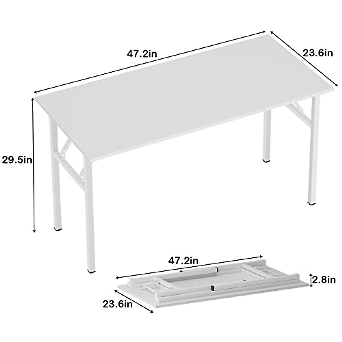 Need 47 inches Computer Desk Office Desk Folding Table with BIFMA Certification Computer Table Workstation, White AC5DW-120