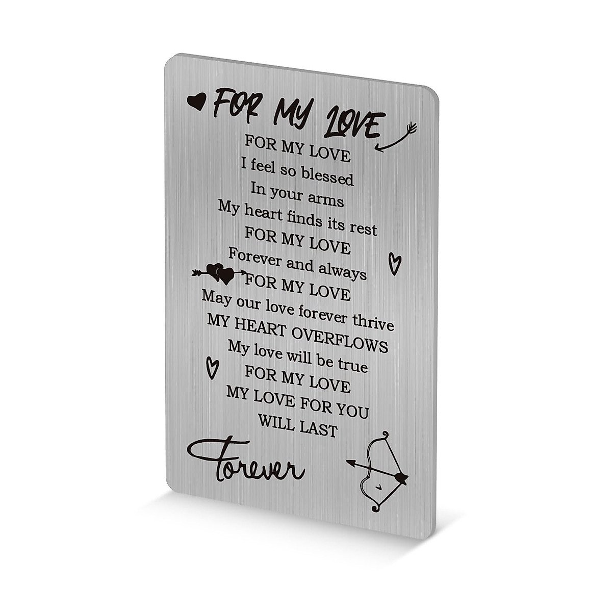 Demiwise Wallet Card, Metal Engraved Wallet Insert Card（FOR MY LOVE ), Metal Gift Card for Him or Her, Anniversary Card for Wedding, Birthday and Valentine's Day
