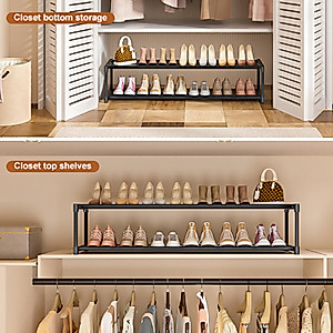 LUKYTOWER Long Shoe Rack Organizer 2 Tier Shoes Rack Storage Organizer for Closet Entryway Short Wide Sturdy Shoe Storage Racks Holder Low Shoe Shelf Free Standing Shoe Racks Garage12-13Pairs