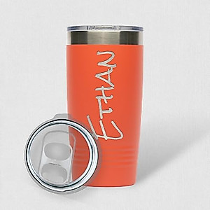 ETCHIFIED Personalized 20oz Stainless Steel Tumbler with Slider Lid - Vacuum Insulated Travel Mug, Add a Name - Keeps Hot or Cold for Hours