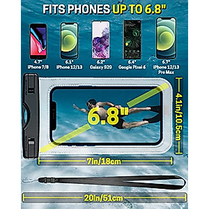 Vacto Waterproof Phone Pouch, IPX8 Waterproof Phone Case, Cell Phone Waterproof Bag, Cellphone Dry Bag Compatible with iPhone 13 12 11 Pro Max XS XR X, Galaxy S22 S21 S20 S10 up to 6.8"(2 Pack) Black