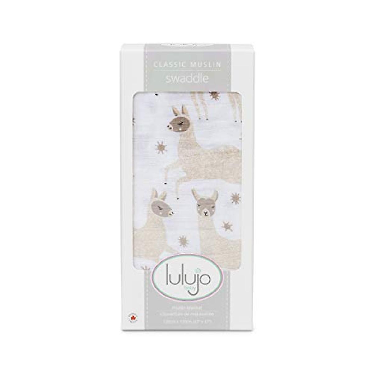 lulujo Baby 100% Cotton Muslin Swaddle Blanket, 47 x 47-Inches, Modern Llama (LJ464)