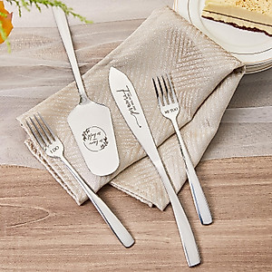AW BRIDAL ME Too and I Do Wedding Cake Knife and Server Set with Forks, Engraved Cake Cutting Set Pie Dessert Servers Gifts for Wedding Anniversary Bridal Shower Engagement