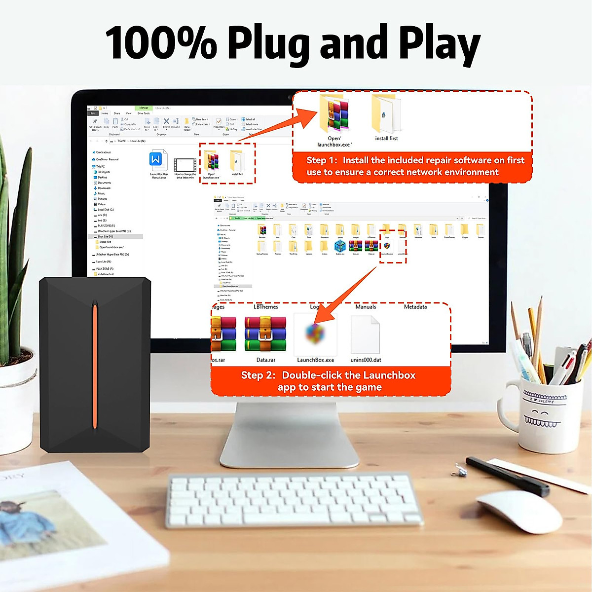 Emulator Console Game HDD 500G, Retro Game Console with 3700+ Video Games & 13 Hot Emulators, Compatible with Launchbox Hard Drive for PC with Win 8.1/10/11, Plug and Play,Sata 3 to USB 3.0,Up to 6G/s