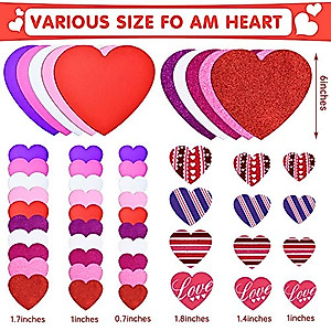 Zonon Total 402 Pieces Valentines Heart Doilies and Self-Adhesive Heart Foam Stickers Valentines Foam Heart Craft Set for Valentine's Day Wedding DIY Craft Supplies Ornaments