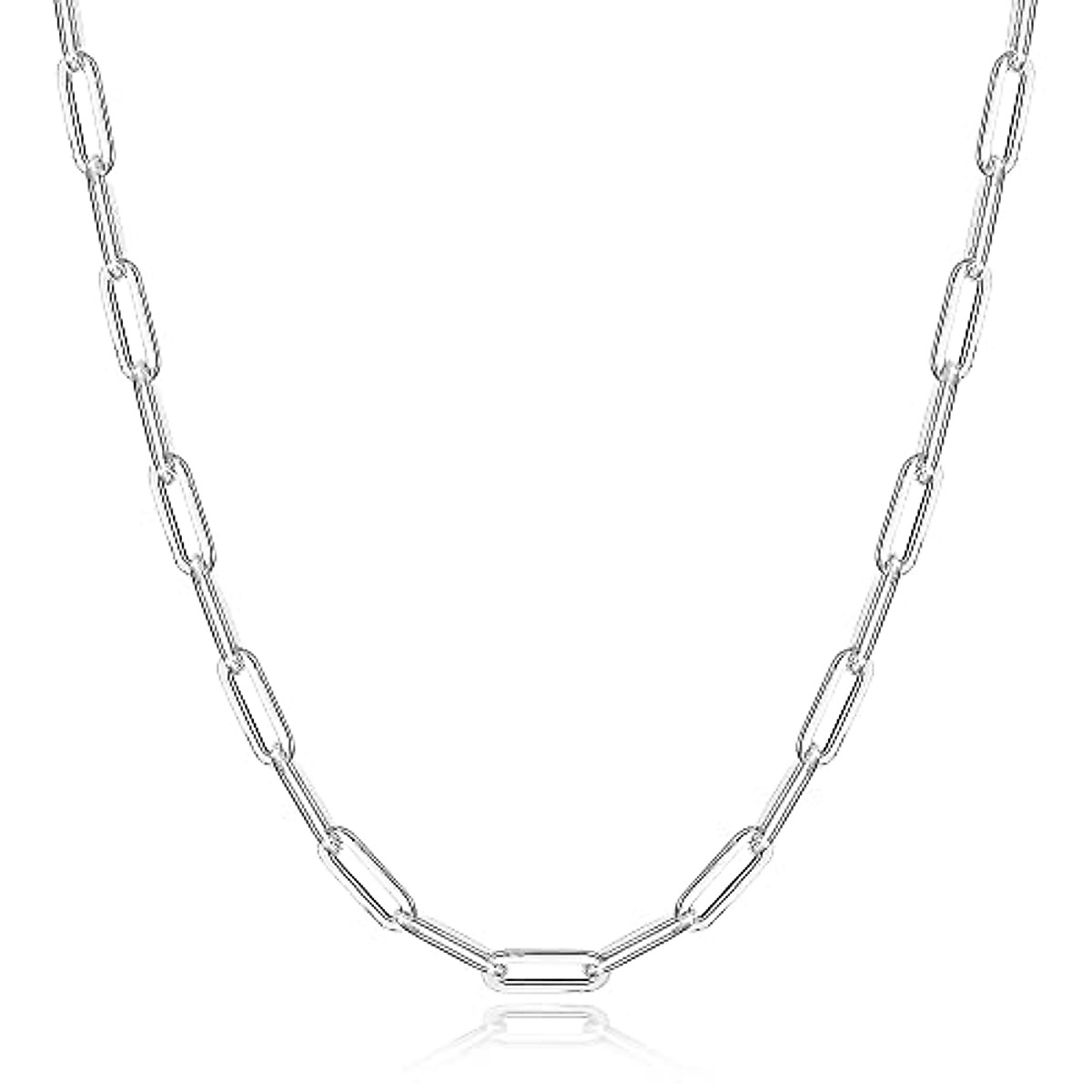 GLIJWELE Silver Chain Necklace for women 3mm Paperclip Chain Necklace Silver Chain Necklace for Women 925 Sterling Silver Paperclip Chain Silver Chain for women 18 Inch