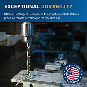 Century Drill & Tool, 26121, 21 PC Uest,Jobber Drill Bit,ProGrade, Cobalt Steel, High Speed Drill Bit Pack