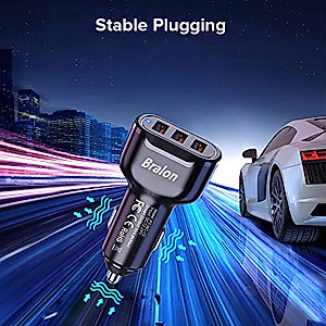 USB Car Charger,Bralon 24W/4.8A 3-Port Fast Car Charger Smart Phone Car Charger Compatible with iPhone 11/11 Pro(Max)/XS(Max)/X/8 7 6 S Plus,Galaxy Note S10 S9 S8 S7 S6,iPad,Mp3&More