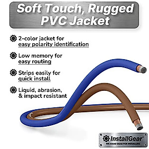 InstallGear 14 Gauge AWG 100ft Speaker Wire True Spec and Soft Touch Cable - Blue/Black (Great Use for Car Speakers Stereos, Home Theater Speakers, Surround Sound, Radio)