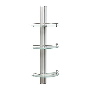 Organize It All Mounted 3 Tier Half Moon Bathroom Glass with Stainless Steel Rail Shelf