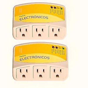 2Pack Voltage Electronic Surge Protector for Refrigerator Audio Speaker Tv Video Game Console Computers, Printers-3-Outlet