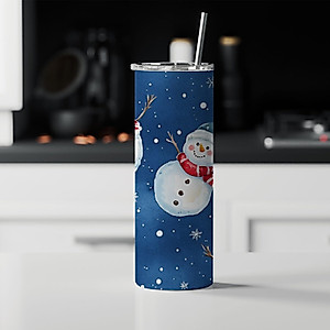 Medpol Christmas Snowman tumbler with lid and straw 20 oz insulated tumbler cups Christmas Snowman insulated travel coffee mugs for women cute sippy cups stainless insulated travel cups