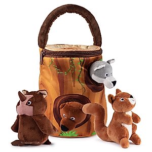 My Talking Plush Forest Animals Toy Set | Includes 4 Soft and Fluffy A Tree Shaped Carrier Great Gift for Baby Toddler Boys or Girls