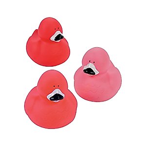 Fun Express Vinyl Flamingo Rubber Duckies | 12 Count | Great for Seasonal Holiday Party Decor, Giveaways, Prizes, and Favors