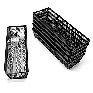 YuGtcen Silverware Organizer 6 Pcs, 8.7 Inch, Silverware Tray for Drawer for Kitchen Flatware & Utensil Storage, Mesh Drawer Dividers Cutlery Organizer in Drawer for Flatware, Spoon, Knife, Cosmetic