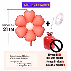 Pink Daisy Balloons Groovy Party Large Flower Balloon Spring Themed Birthday Party Decorations Giant Floral Hippie Party Supplies Foil Mylar Balloons for Baby Shower Wedding 5 Pcs