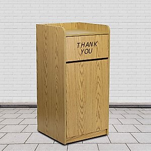 BizChair Wood Tray Top Receptacle in Oak