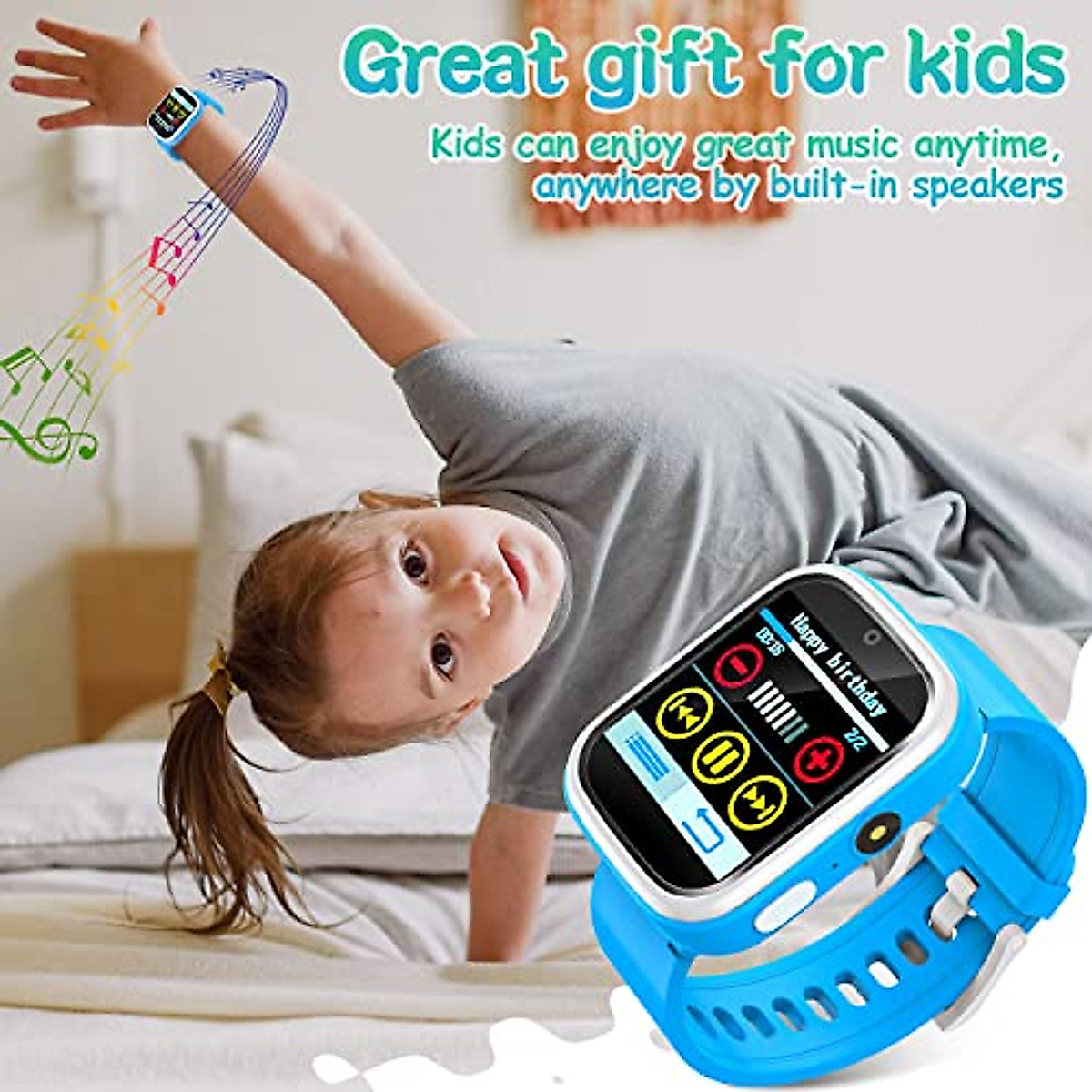 Kids Smart Watch,Birthday Gift for Girl Boy,Dual Camera Large Storage for MP3 Music Video Fun Games,HD Touchscreen Learning Educational Sports Digital Wristwatch wepfum Toddler Toy for kid Age 3-12 yr