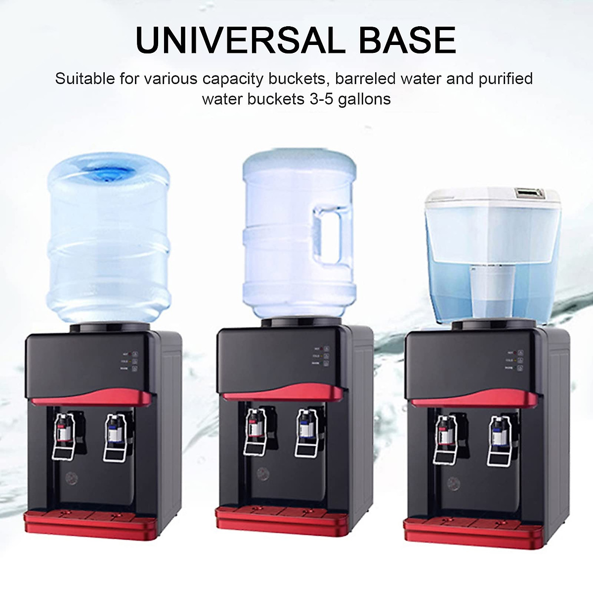 Top Loading Water Cooler Dispenser, Hot & Cold Water Cooler Dispenser for 3 to 5 Gallon, Countertop Water Cooler Dispenser with Child Safety Lock for Homes, Kitchens, Offices, Dorms, Black