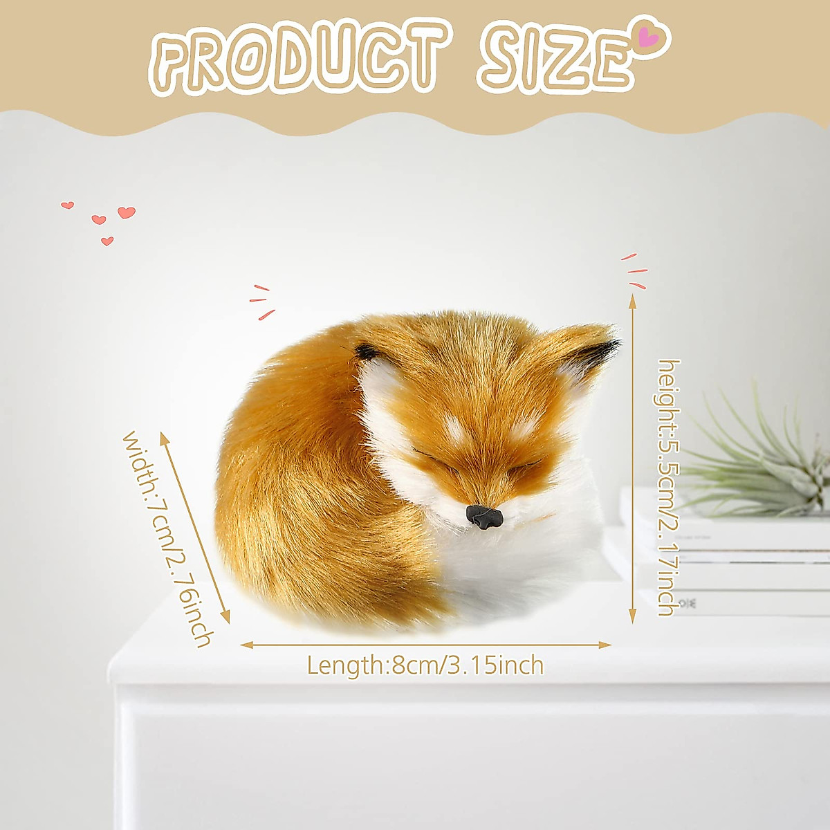4 Pcs Stuffed Fox Plush Ornament Simulation Furry Fox Decorations Animals Plush Mini Squint Sleeping Plush Static Figures Model for Home Birthday Graduation Favors