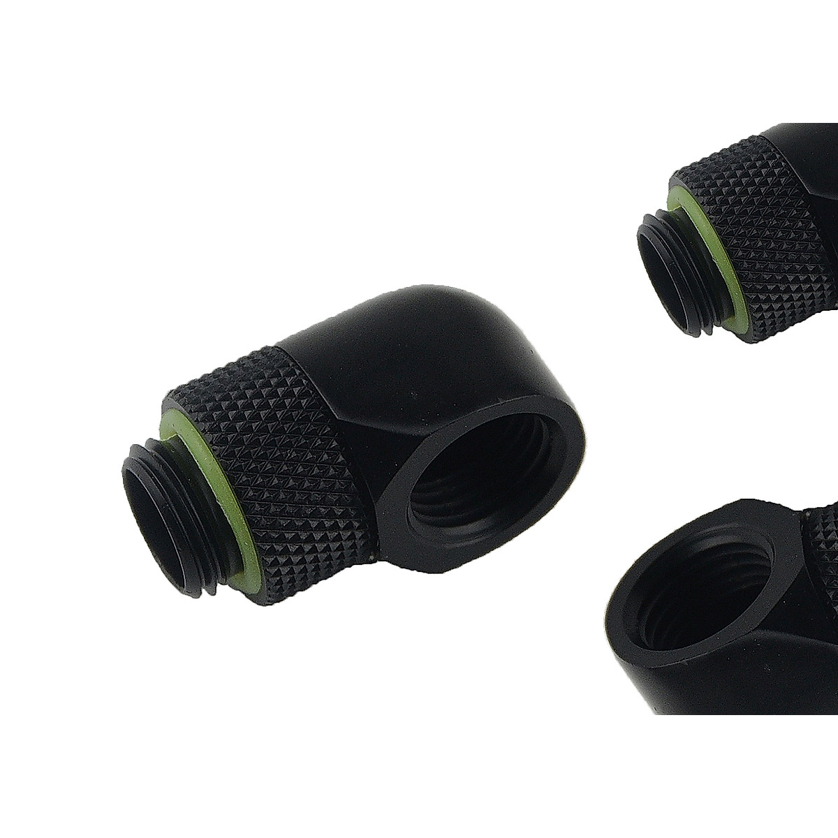 BXQINLENX Black G 1/4" Male to Female 90° Rotary Enhance Multi-Link Adapter Fitting for Computer Water Cooling System(4 PCS)