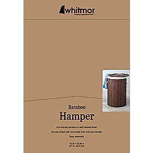 Whitmor Laundry Hamper with Rope Handles Bamboo, 16.25x23.375, Dark Stain