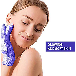 EXCLAIM BEAUTY Exfoliating Gloves Body Scrubber Gloves for Shower, Spa, Massage Shower Gloves Dual Texture Bath Gloves | Dead Skin Remover with Adjustable Straps