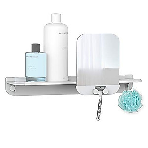 Better Living Products 11631 GLIDE Shower Shelf with Mirror, Grey