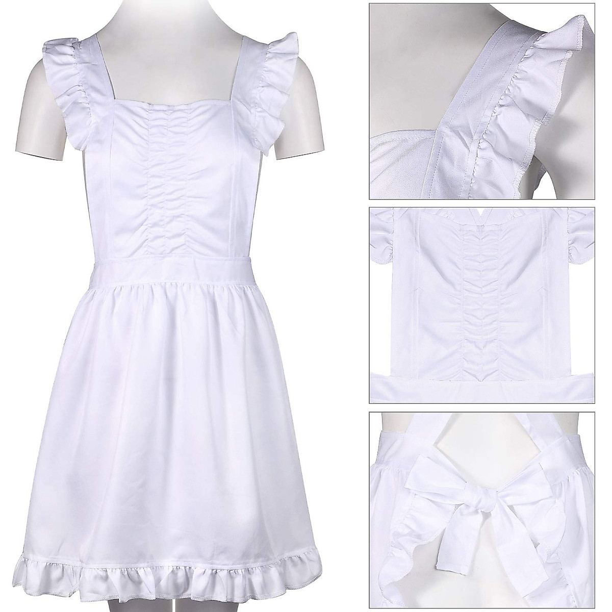 SATINIOR Halloween Retro Kitchen Apron and Bonnet for Women Thanksgiving Revolutionary Colonial Accessory(Fresh Style)