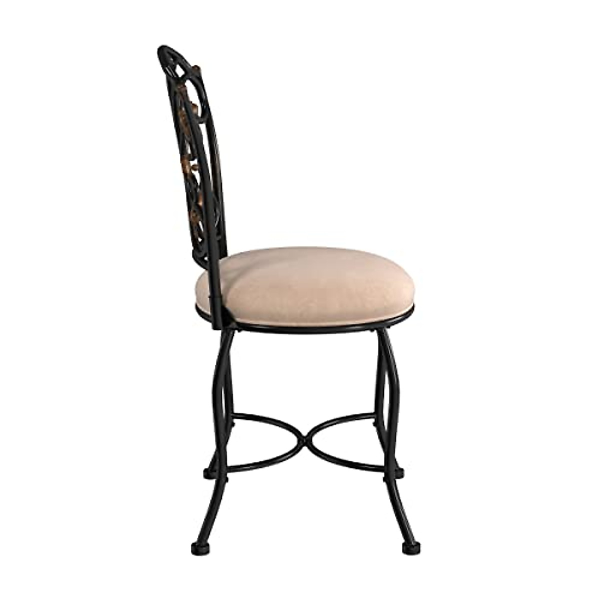 Hillsdale Furniture Sparta Vanity Stool, black with gold highlighted accents