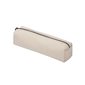 【YONBEN】Canvas pencil case cartuchera para poner boligrafo stationery bag pencil case storage cosmetic bag (Beige, S)