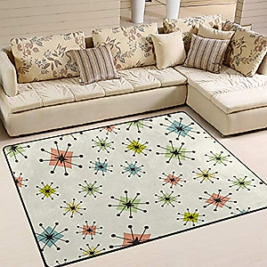 Vintage Atomic Stars Retro Area Rug Indoor Doormat for Bedroom Living Room Mat Personalized Home Decor Nonslip Door Mat 5'3"x 4'
