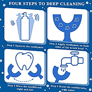 U Shaped Kids Toothbrushes 2 Pcs Whole Mouth Toothbrush Age 2-6 Soft Teeth Cleaning Baby Toothbrush 360 Degrees Toddler Toothbrush U Shaped Toothbrush with 2 Pcs Silicone Brush Heads (Cool Style)