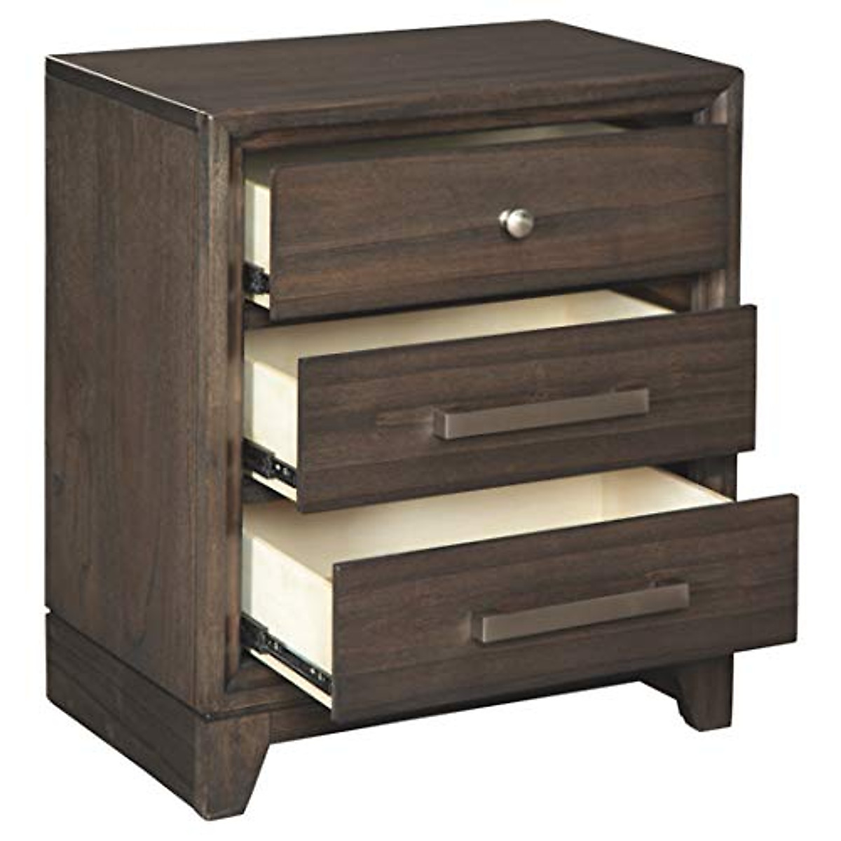 Signature Design by Ashley Brueban Transitional Contemporary 3 Drawer Nightstand with Dovetail Construction, Chestnut Brown